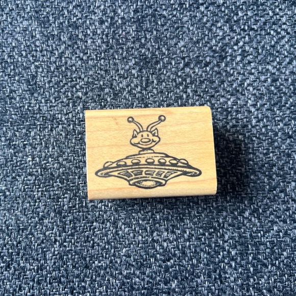 ‘A La Art | Design | Vintage Alien In Spaceship Rubber Stamp | Poshmark